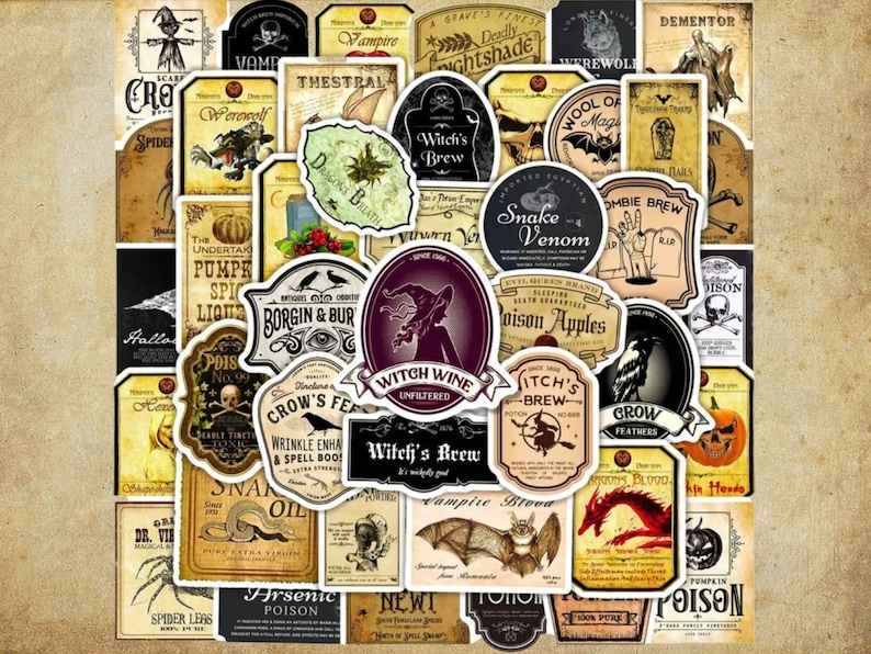Vintage Apothecary Labels Potion Bottle Labels Halloween - Etsy