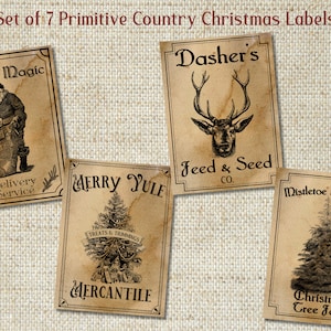 Primitive Country Christmas Labels, Christmas Tags, Holiday Signs ...