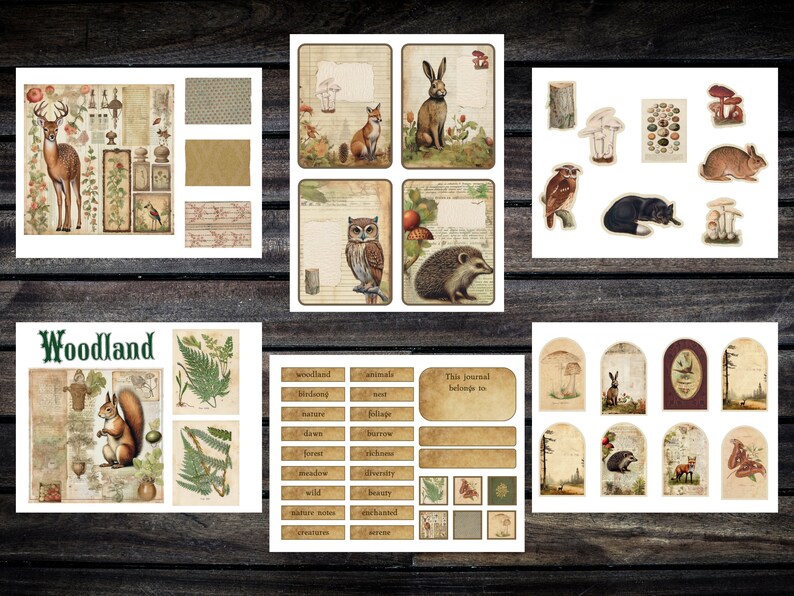 Enchanted Woodland Junk Journal Kit, Vintage, Forest, Nature, Fauna ...