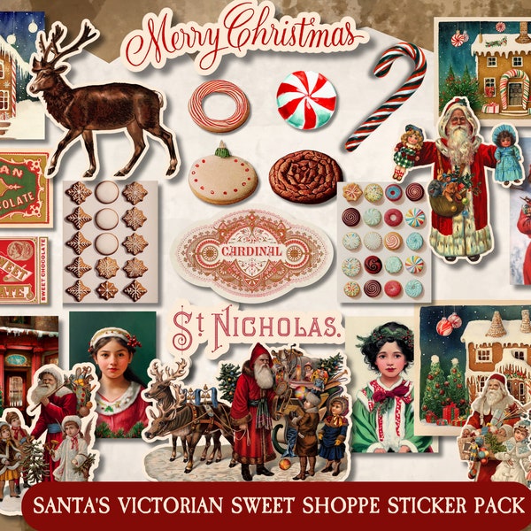 Victorian Santa Stickers - Etsy
