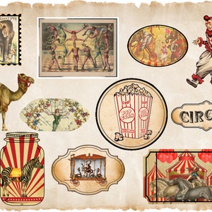 Vintage Circus Stickers, Circus Sticker Pack, Retro Circus, Circus ...