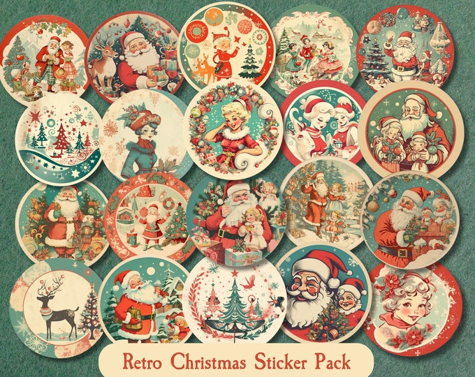 Pack of 8 Waterproof Vinyl Rudolph Stickers, Retro Vintage Christmas ...