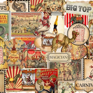 Vintage Circus Stickers, Circus Sticker Pack, Retro Circus, Circus ...