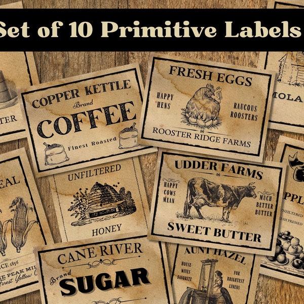 Primitive Label - Etsy