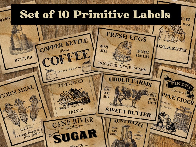 Primitive Country Store Labels Primitive Pantry Labels - Etsy