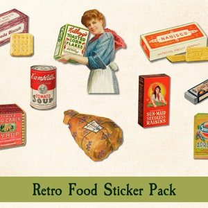 Retro Food Sticker Pack, Vintage Food Ads, Food Ephemera, Retro Food ...