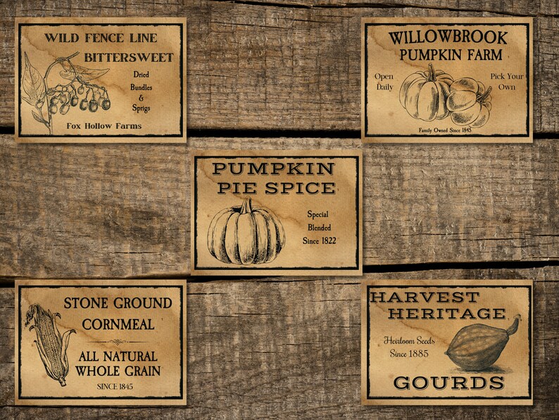 Primitive Fall Autumn Labels Primitive Pumpkin Label - Etsy