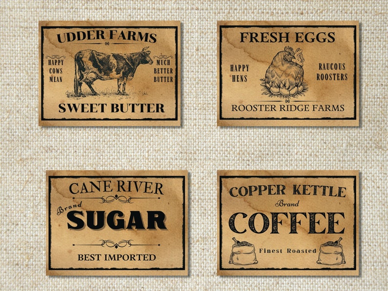 Primitive Country Store Labels Primitive Pantry Labels - Etsy