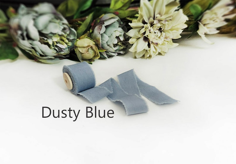 DUSTY BLUE 5 Yards Muslin Ribbon Frayed Edges Hand Dyed Ribbon. 100% ...