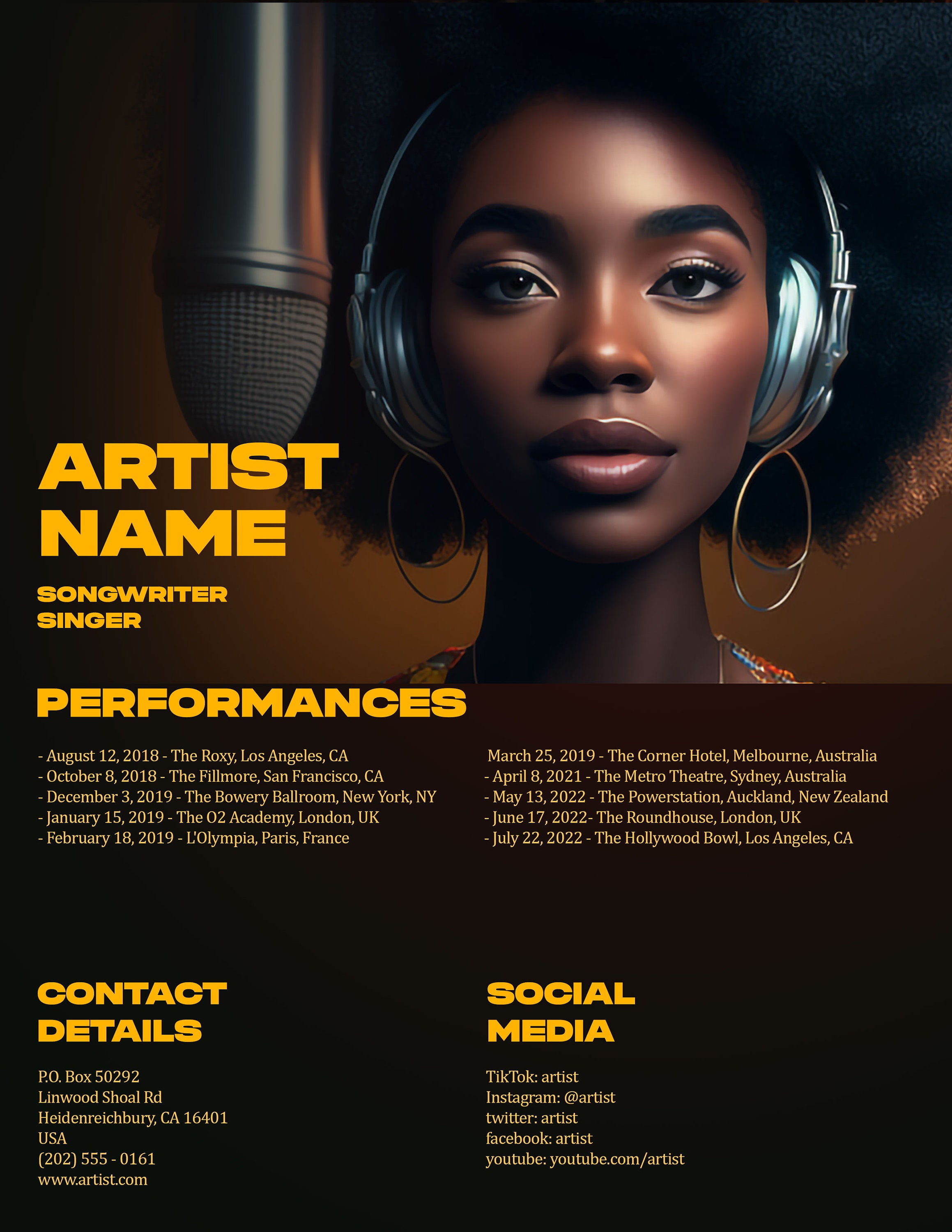 2-page Electronic Press Kit | Music EPK | Photoshop Template - Etsy