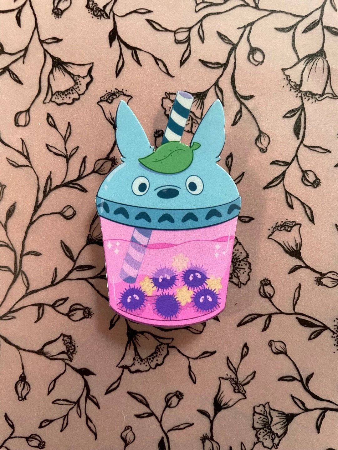 Totoro Soot Sprite Boba Tea Laminate Sticker - Etsy