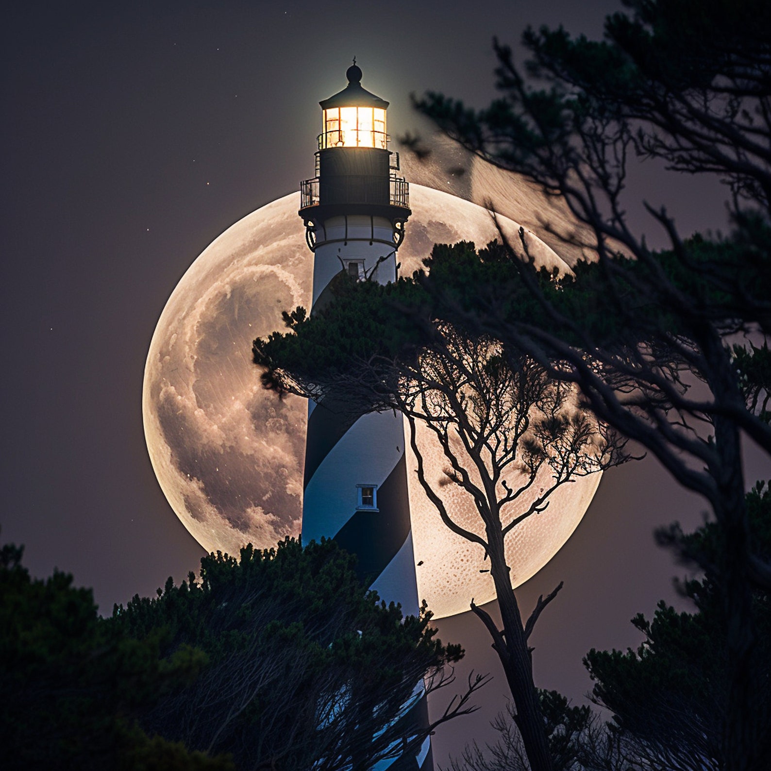 LIGHTHOUSE MOON (DIGITAL) - Etsy