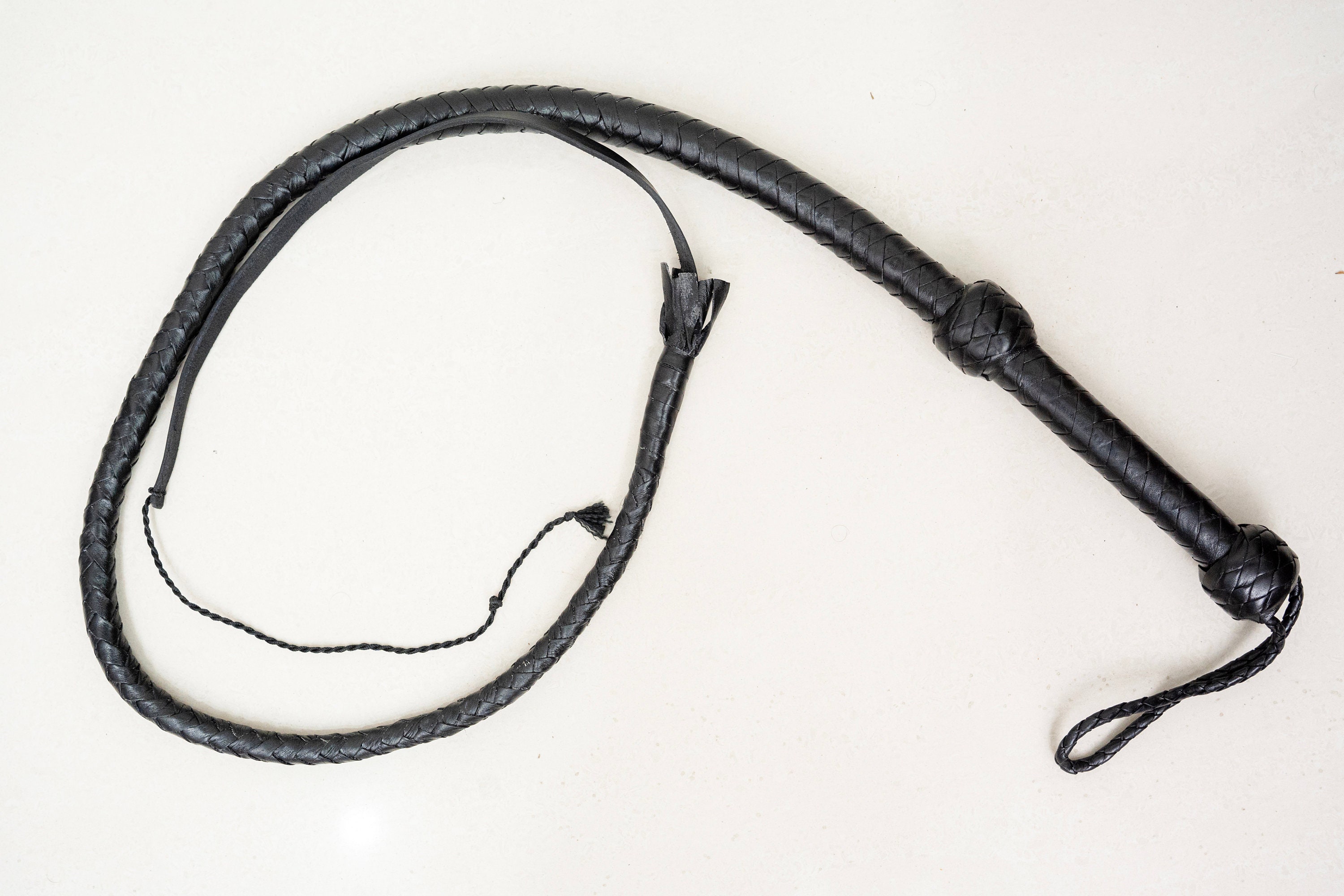 Genuine Cow Leather Bullwhip 4 Feet Long Handmade Black Stock Whips in ...