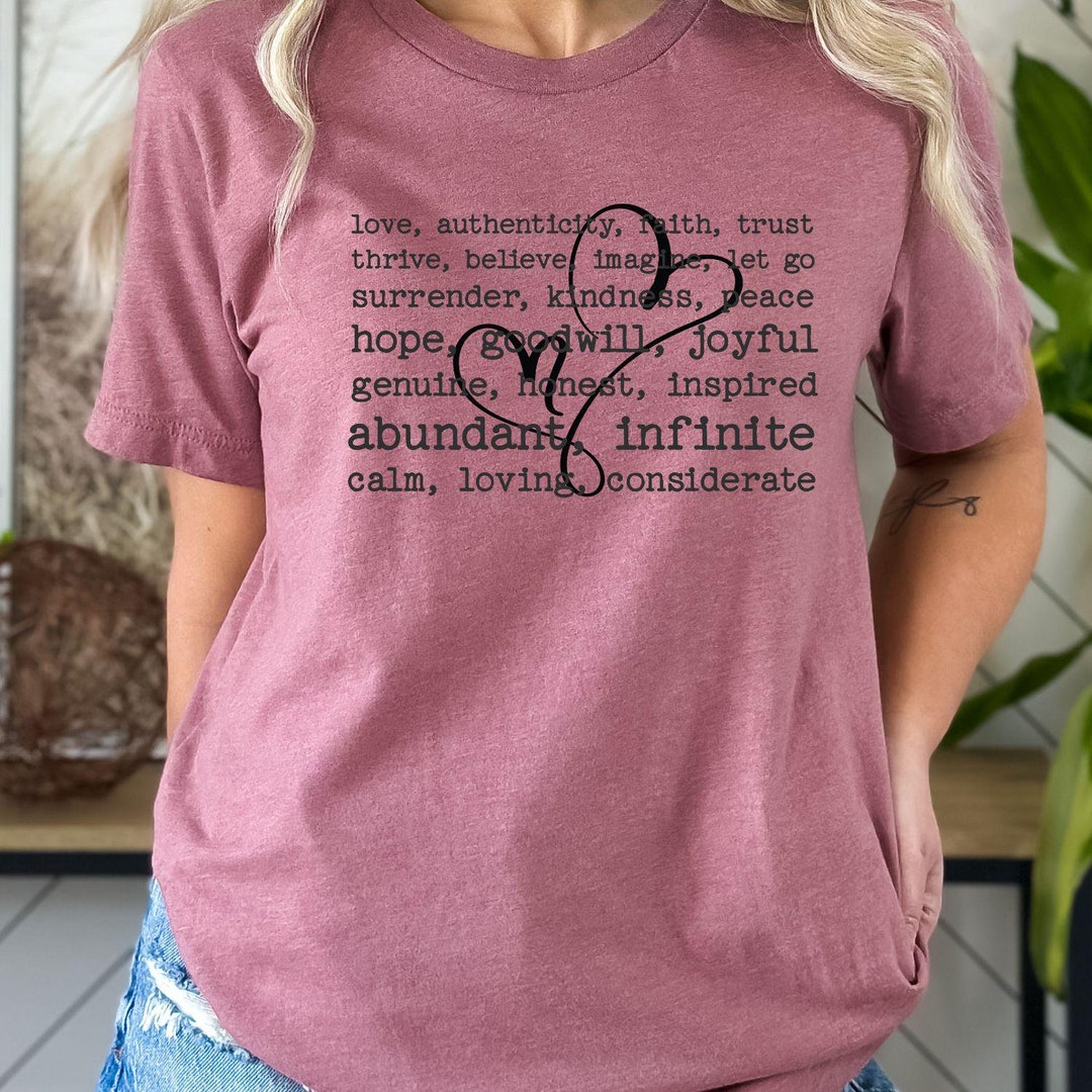 Positive Words Tee Shirt, Inspirational Word Shirt, Typewriter Word Tee ...