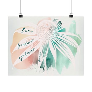 Fruit of the Spirit Flower Wall Art, Love Kindness Inspirational Quotes ...