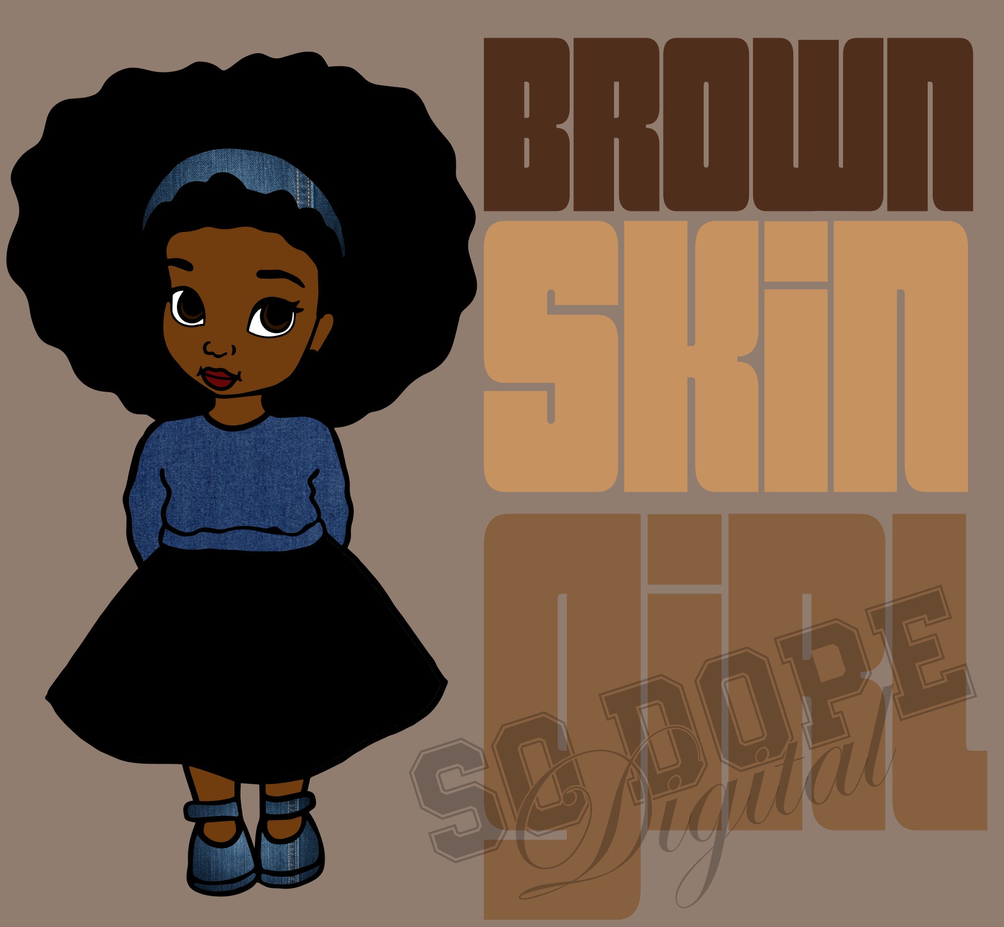 Brown Skin Girl Digital File. PNG SVG JPG - Etsy