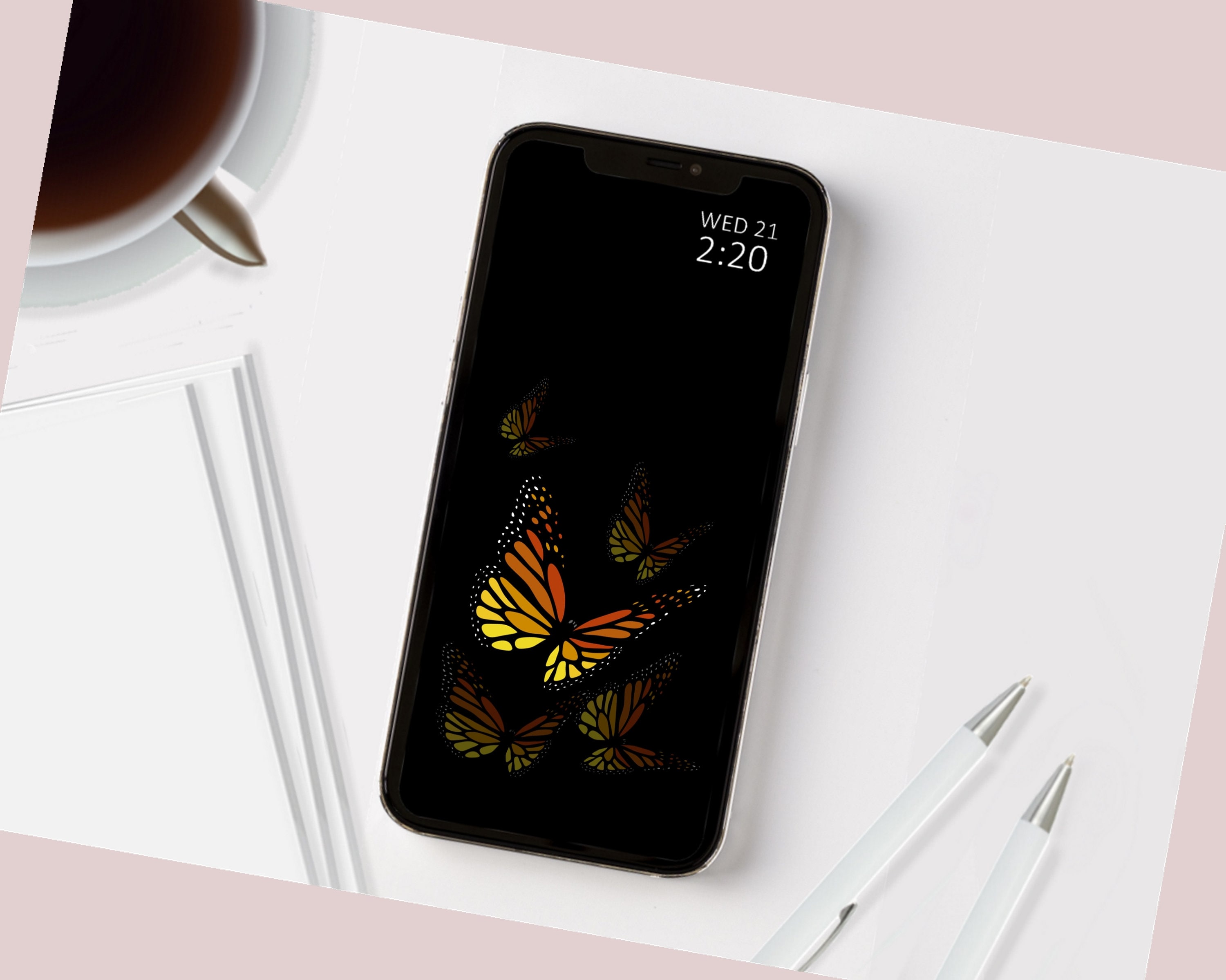 Set of 3 Monarch Butterfly Smart Phone Wallpaper, Butterflies Wallpaper ...