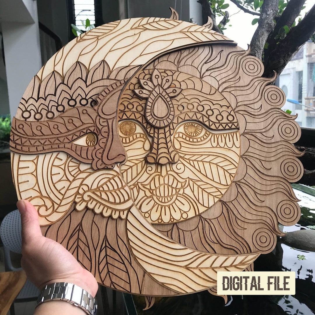 Moon and Sun Decor Wooden 7 Layer Vector Pdf/svg/ai/eps/corel - Etsy