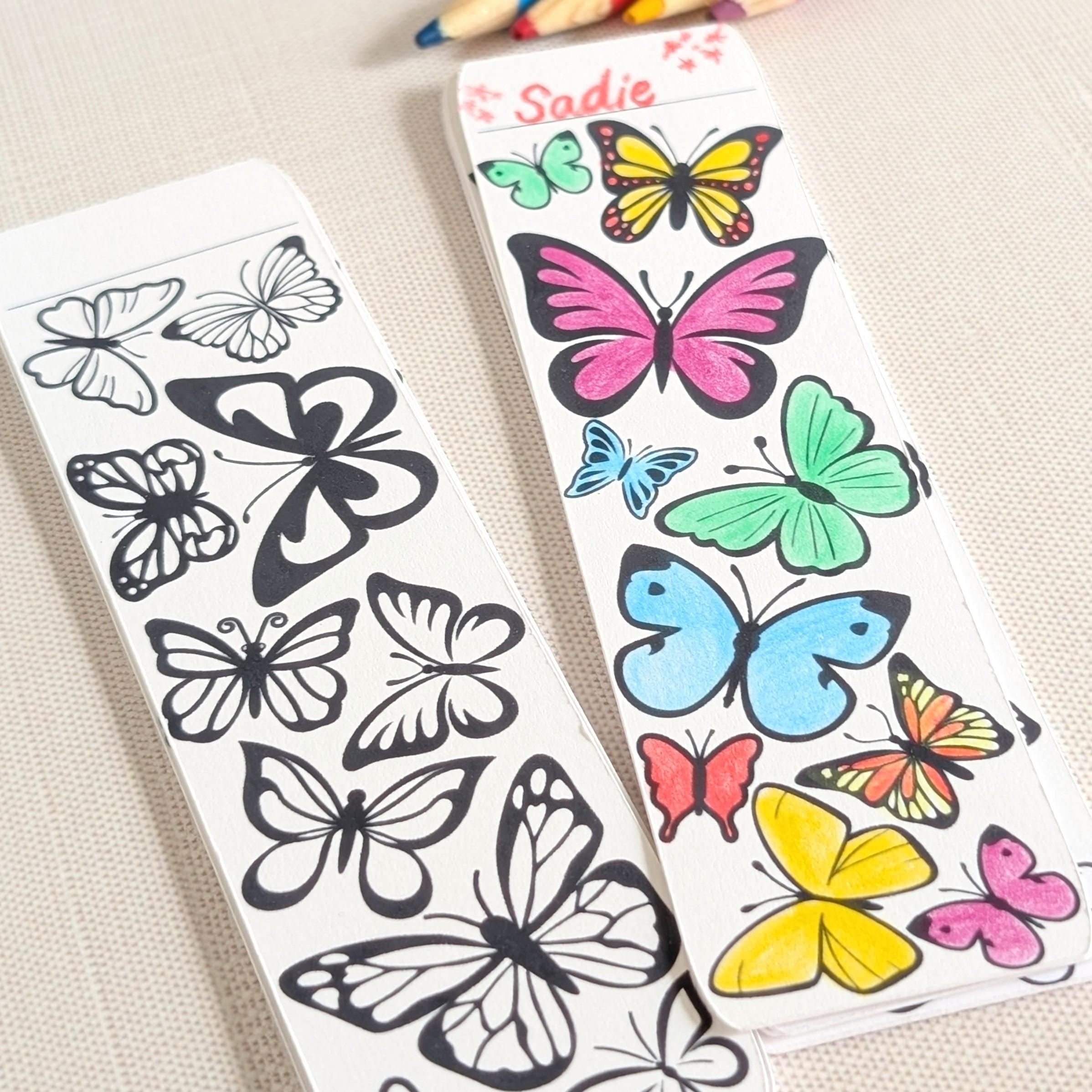 Butterfly Coloring Bookmarks - Set of 24 Children's Butterflies Color ...