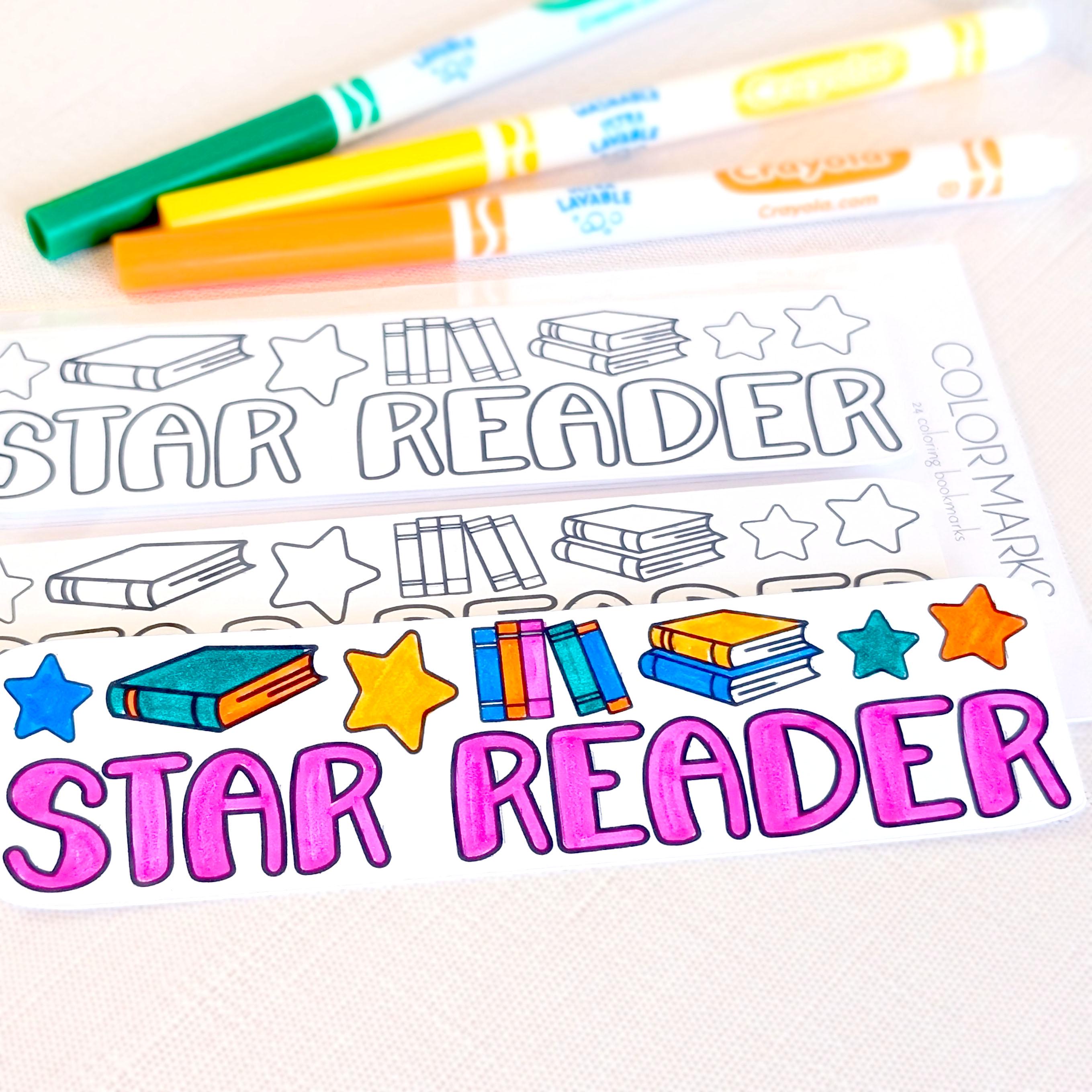Classroom Reading Rewards | Coloring Bookmarks for Kids | Star Reader ...