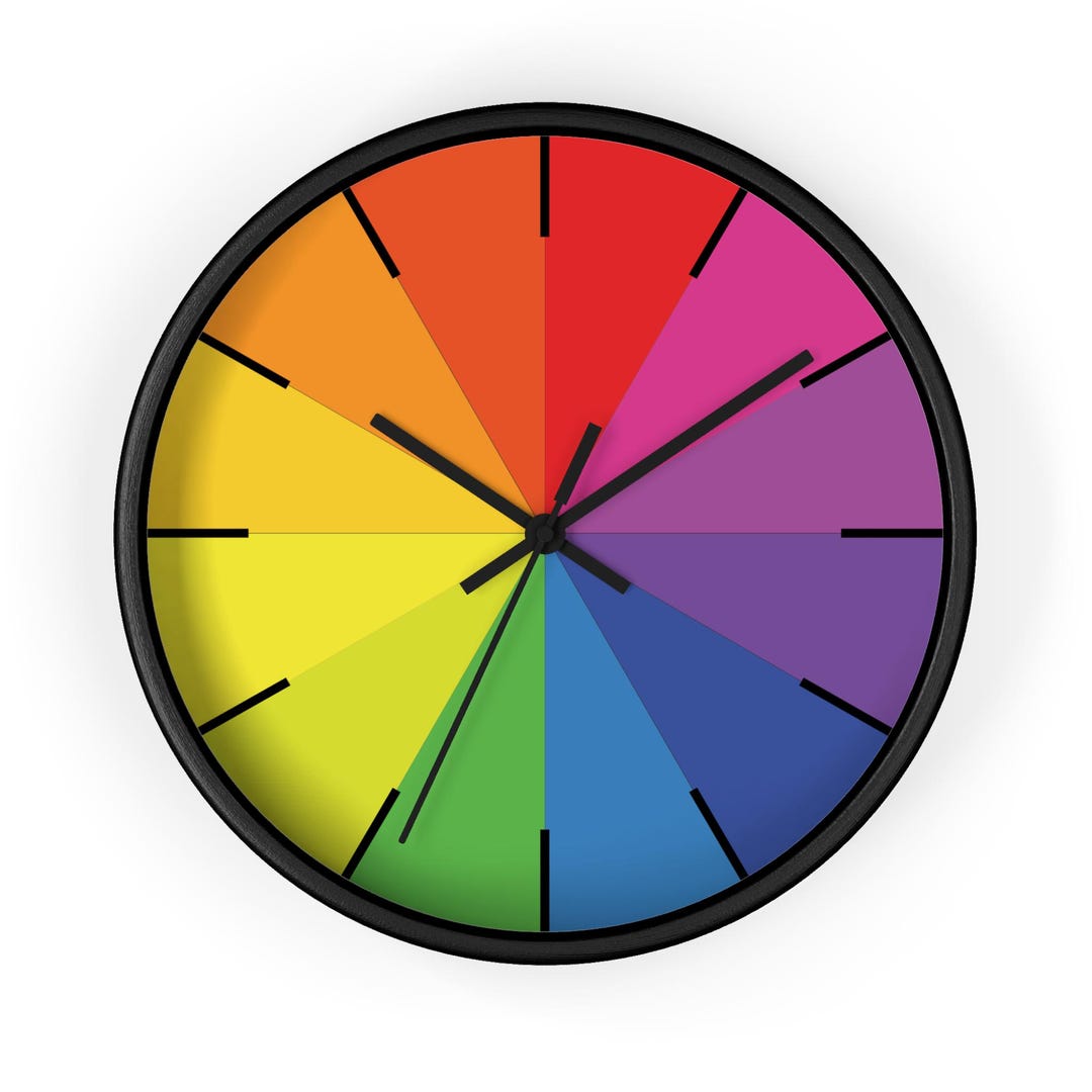 Color Wheel Wall Clock Bright Colors Clock Primary Colors Kids Bedroom ...