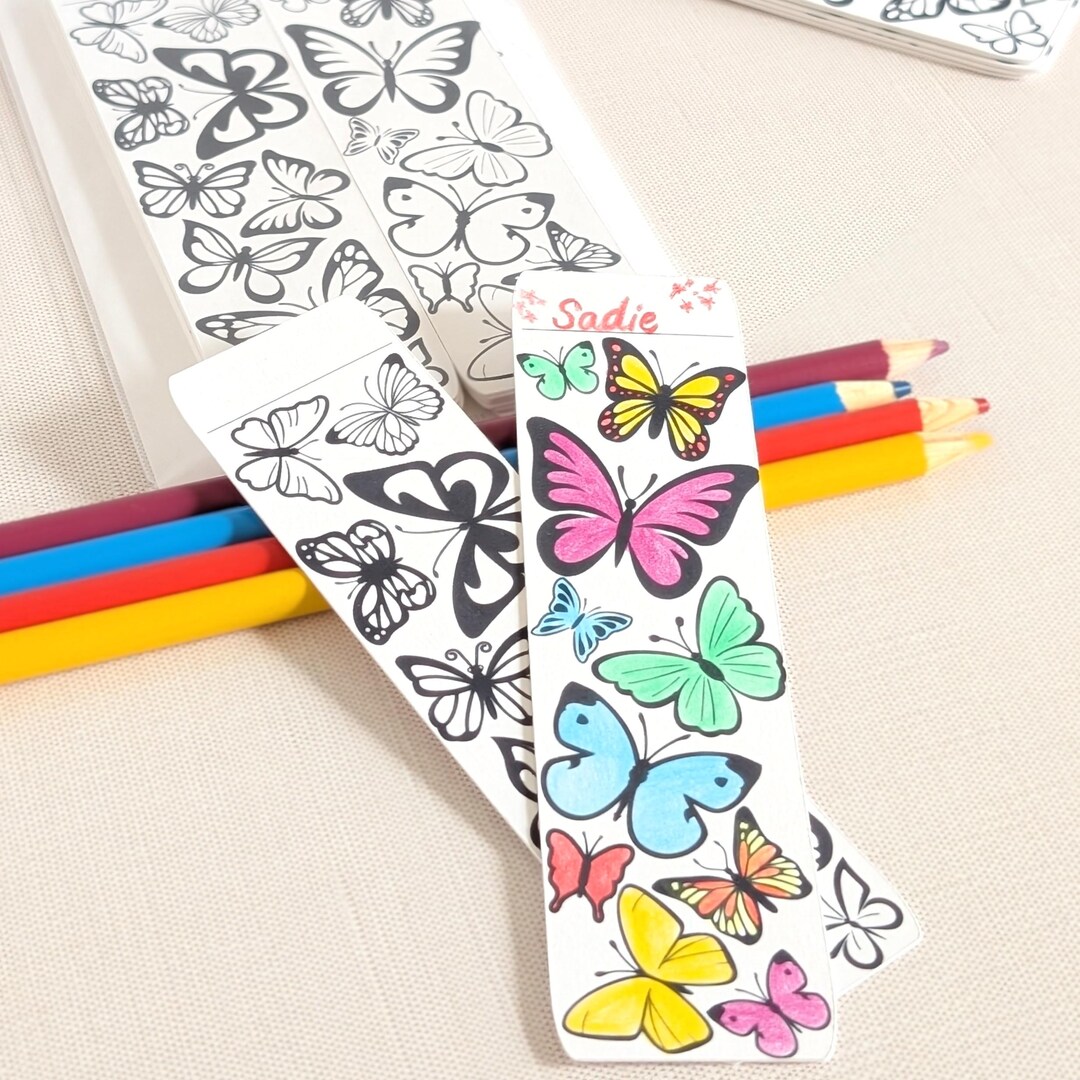 Butterfly Coloring Bookmarks - COLORMARKS Set of 24 Bookmarks for Kids ...
