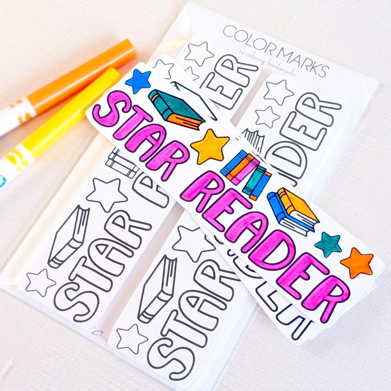 Classroom Reading Rewards | Coloring Bookmarks for Kids | Star Reader ...