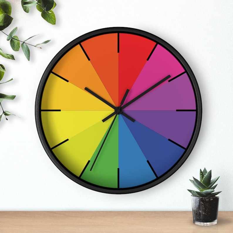Color Wheel Wall Clock Bright Colors Clock Primary Colors Kids Bedroom ...