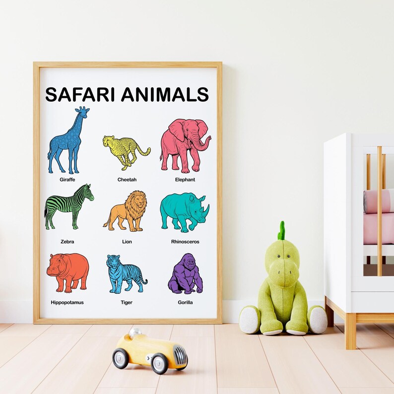 Safari Animals Chart Printable Wall Art for Kids - Nursery Jungle ...
