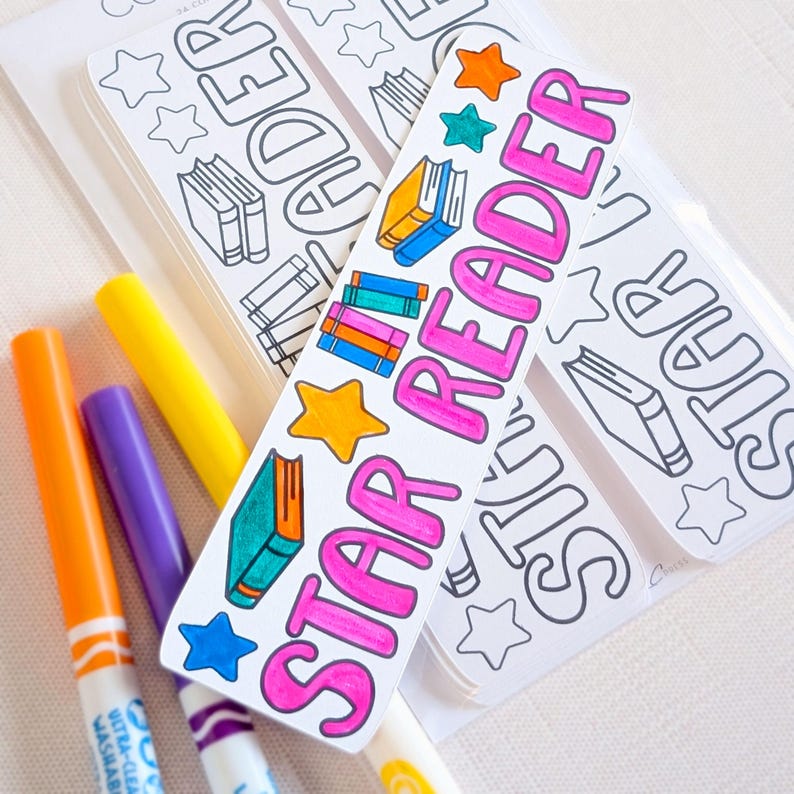 Classroom Reading Rewards | Coloring Bookmarks for Kids | Star Reader ...