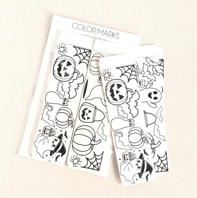 Halloween Coloring Bookmarks - COLORMARKS Set of 24 Bookmarks for Kids ...