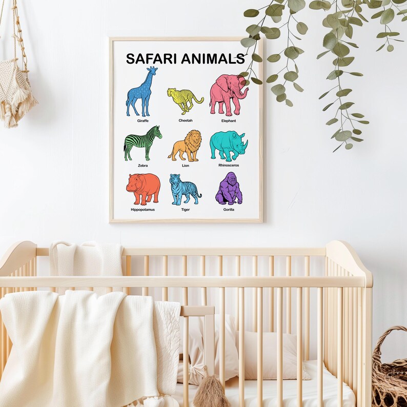 Safari Animals Chart Printable Wall Art for Kids - Nursery Jungle ...