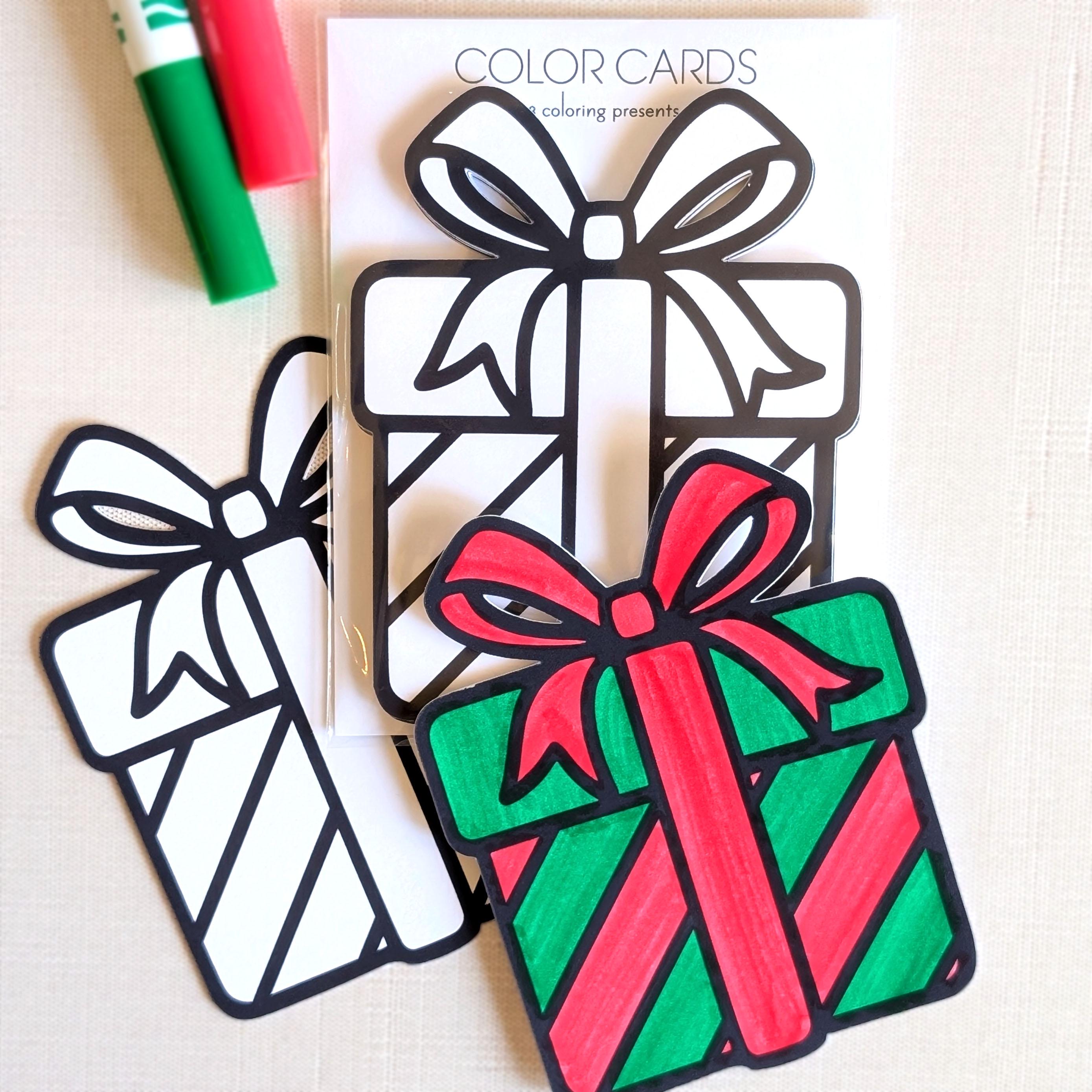 Christmas Present Coloring Cards - Set of 12 Gift Cutouts for Kids ...