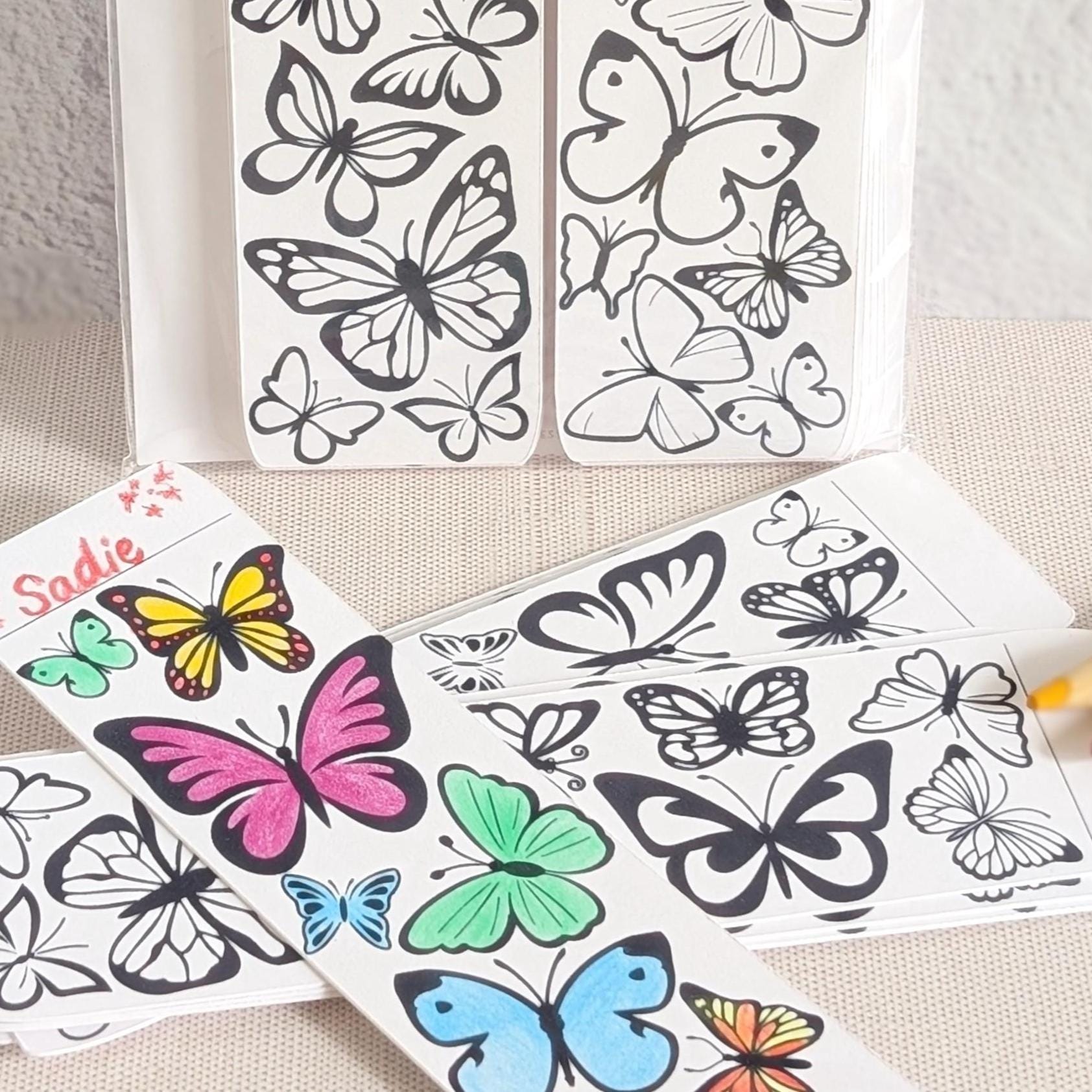 Butterfly Coloring Bookmarks - Set of 24 Children's Butterflies Color ...