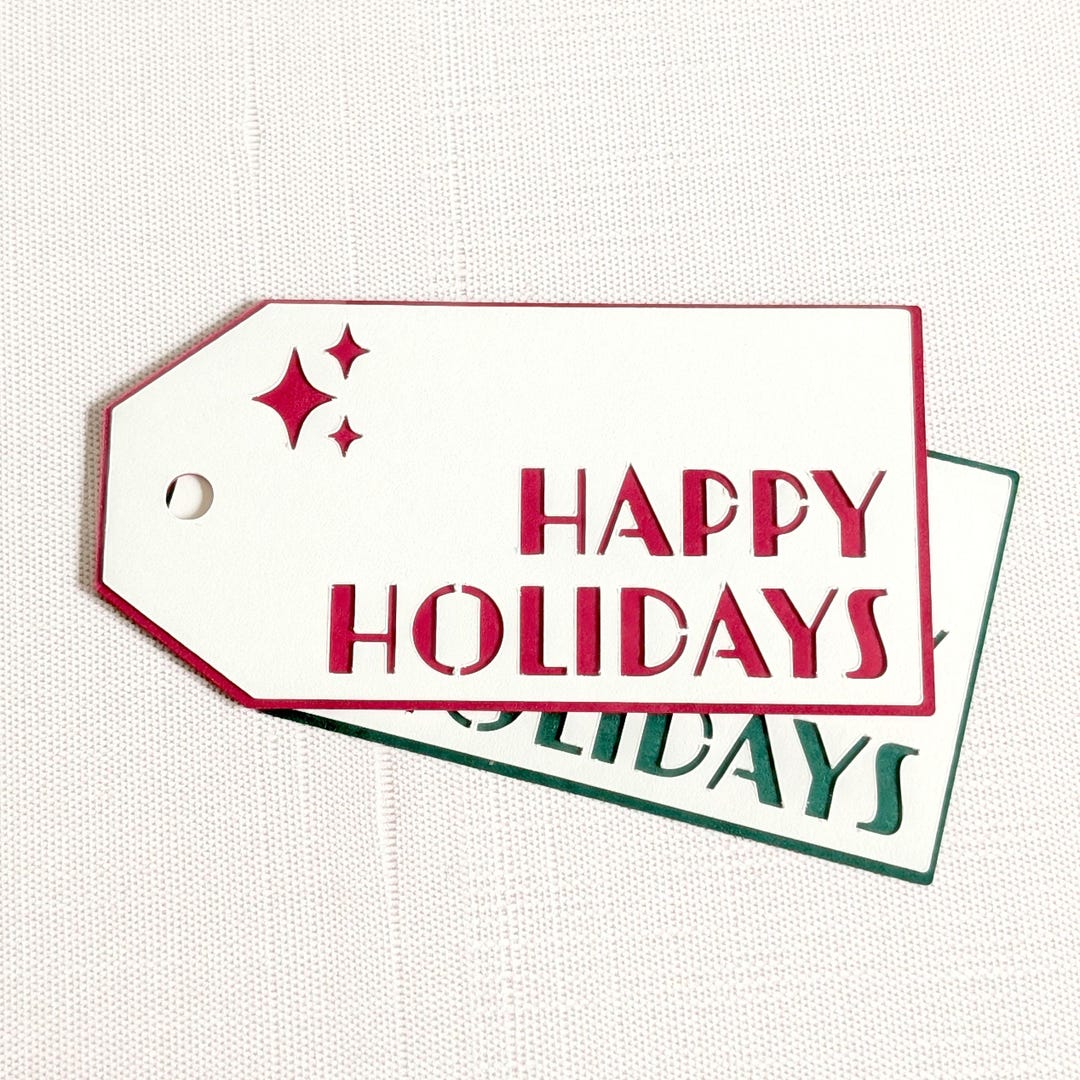 Holiday Gift Tags - Happy Holidays Gift Tags Handmade Green and Red ...