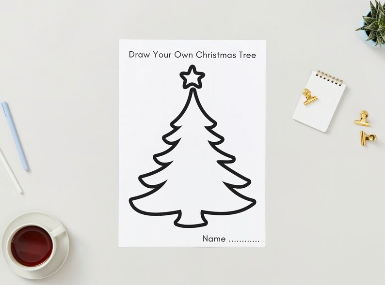 Printable Draw Your Own Christmas Tree for Kids , Printable Decorate ...