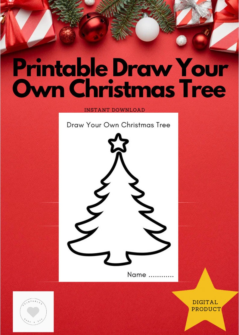 Printable Draw Your Own Christmas Tree for Kids , Printable Decorate ...