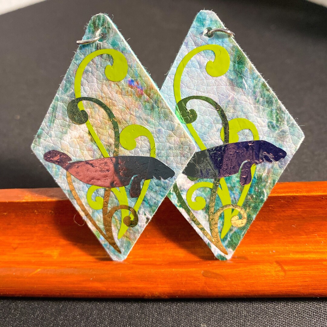 Lightweight Manatee Faux Leather Ocean Earrings - Etsy