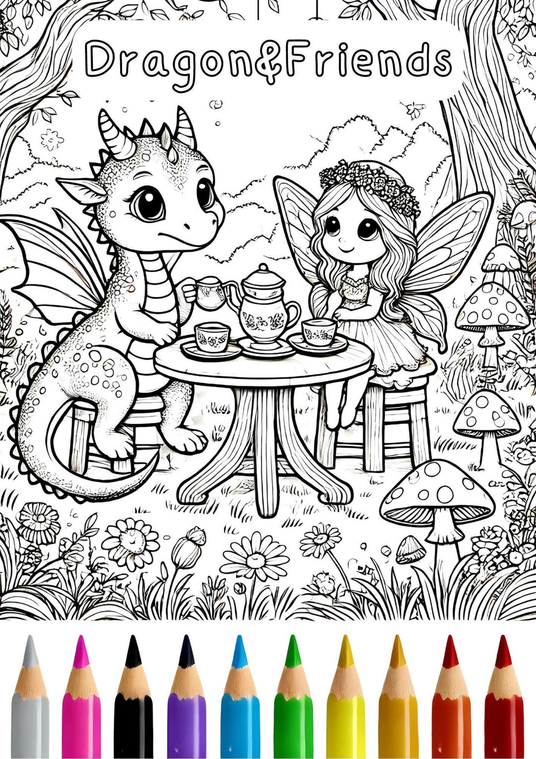 Dragon and Friends 20 Pages. Coloring Pages Unleash Your Imagination ...
