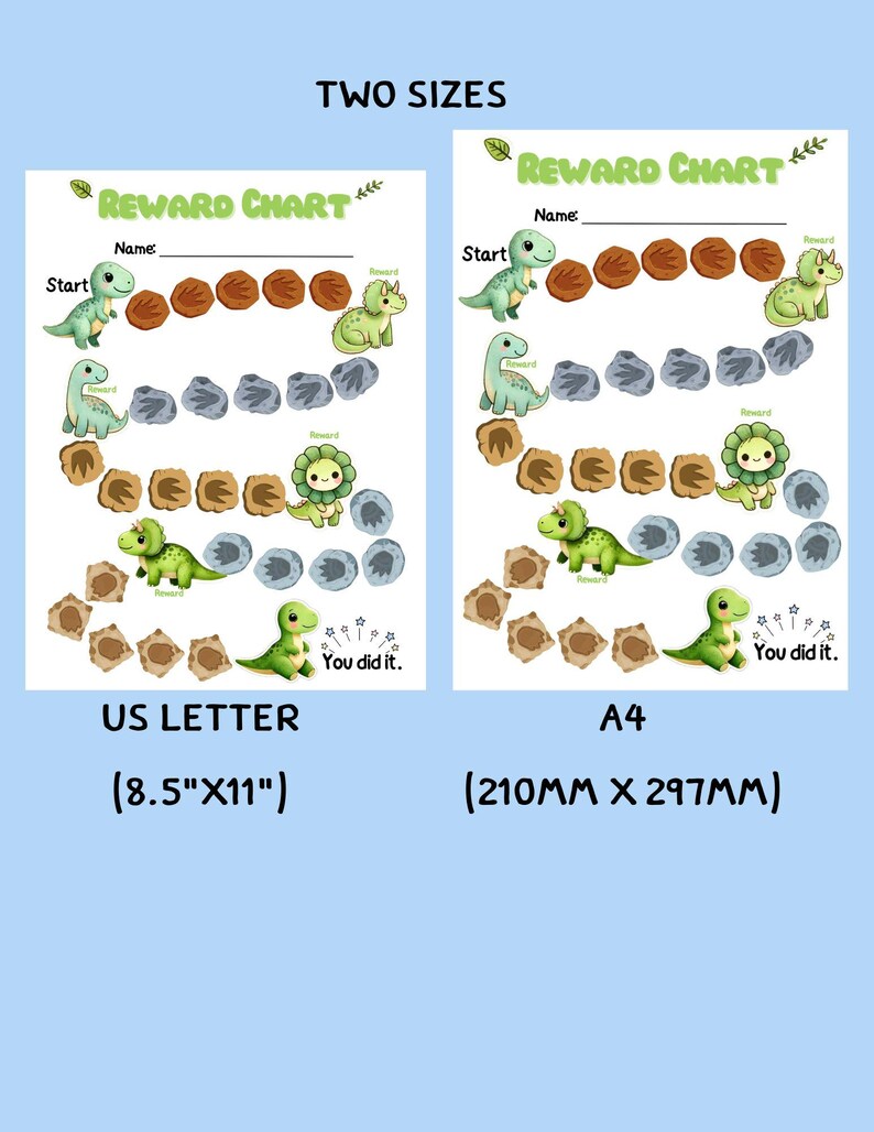 Dinosuar Reward Chart Make Learning & Growing Fun With Rewards Included ...
