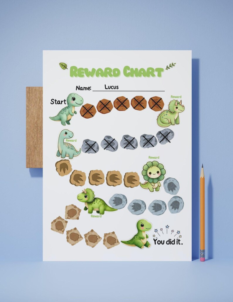 Dinosuar Reward Chart Make Learning & Growing Fun With Rewards Included ...
