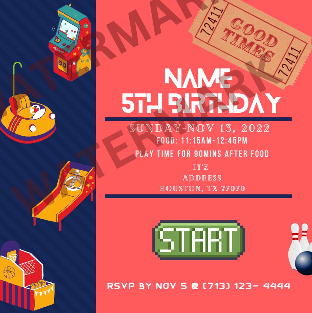 Arcade Invitation, Gamer, Fun Invitation - Etsy