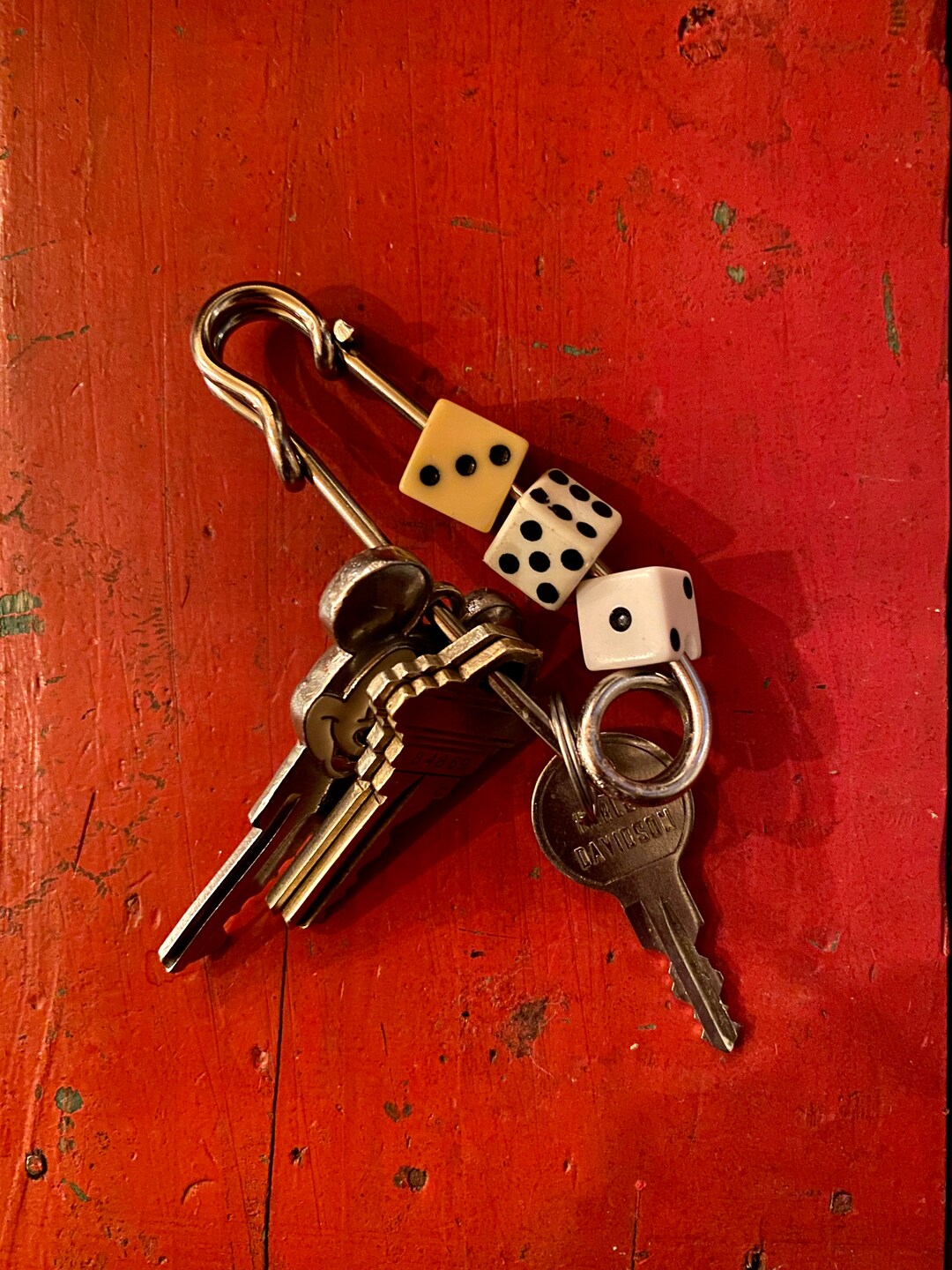 Vintage Dice Keychain | 50's Bakelite Dice | Large WW2 Era Safety Pin ...