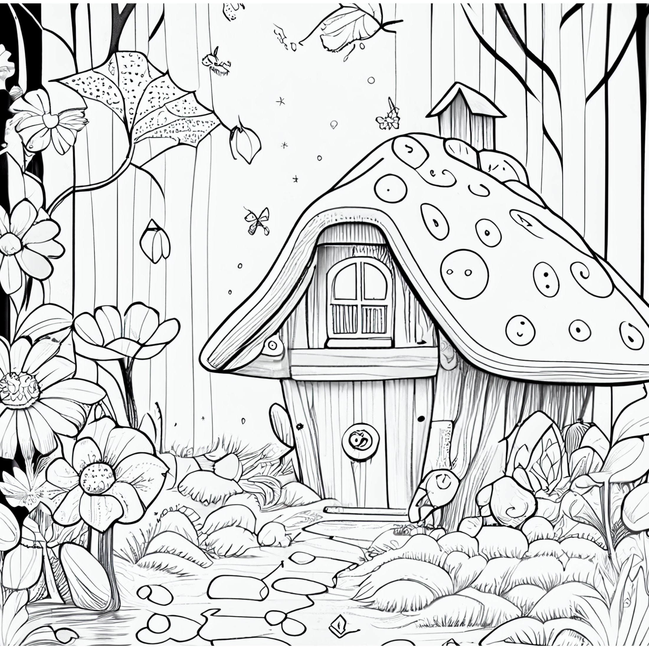 Fairy House Coloring Pages Digital Download Bundle - Etsy