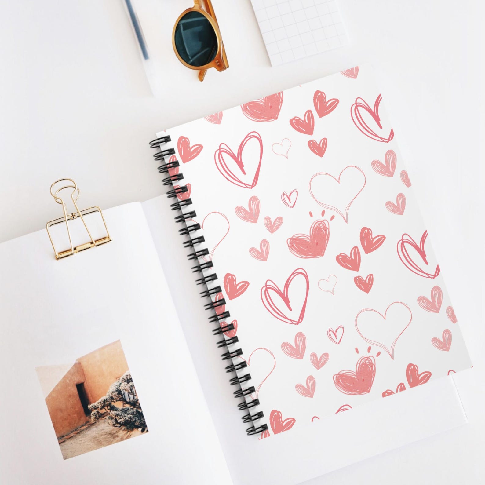 Pink Heart Cover, Lined Journal for Writing, Notes and Journaling, Cute ...