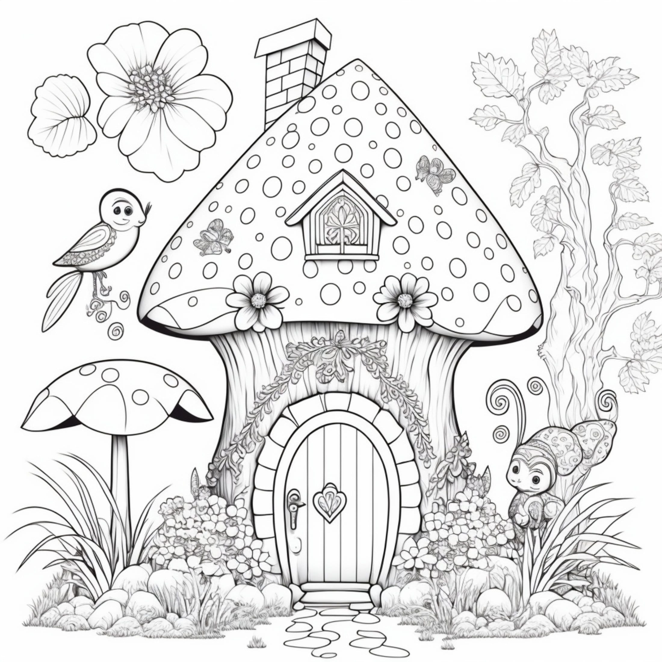 Fairy House Coloring Pages Digital Download Bundle - Etsy