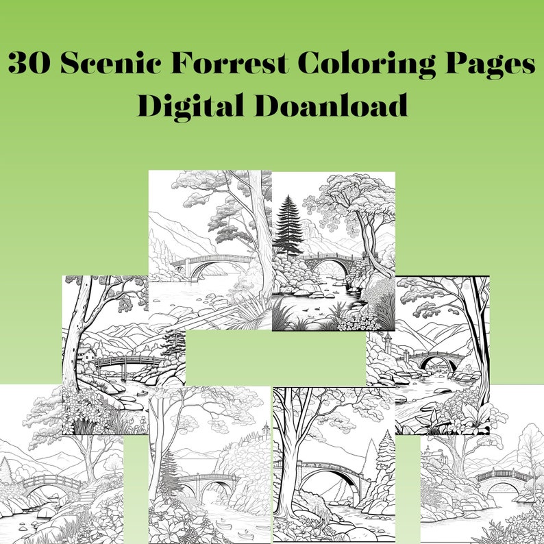 Forrest Themed Coloring Pages, Digital Download Coloring Pages, Adult ...