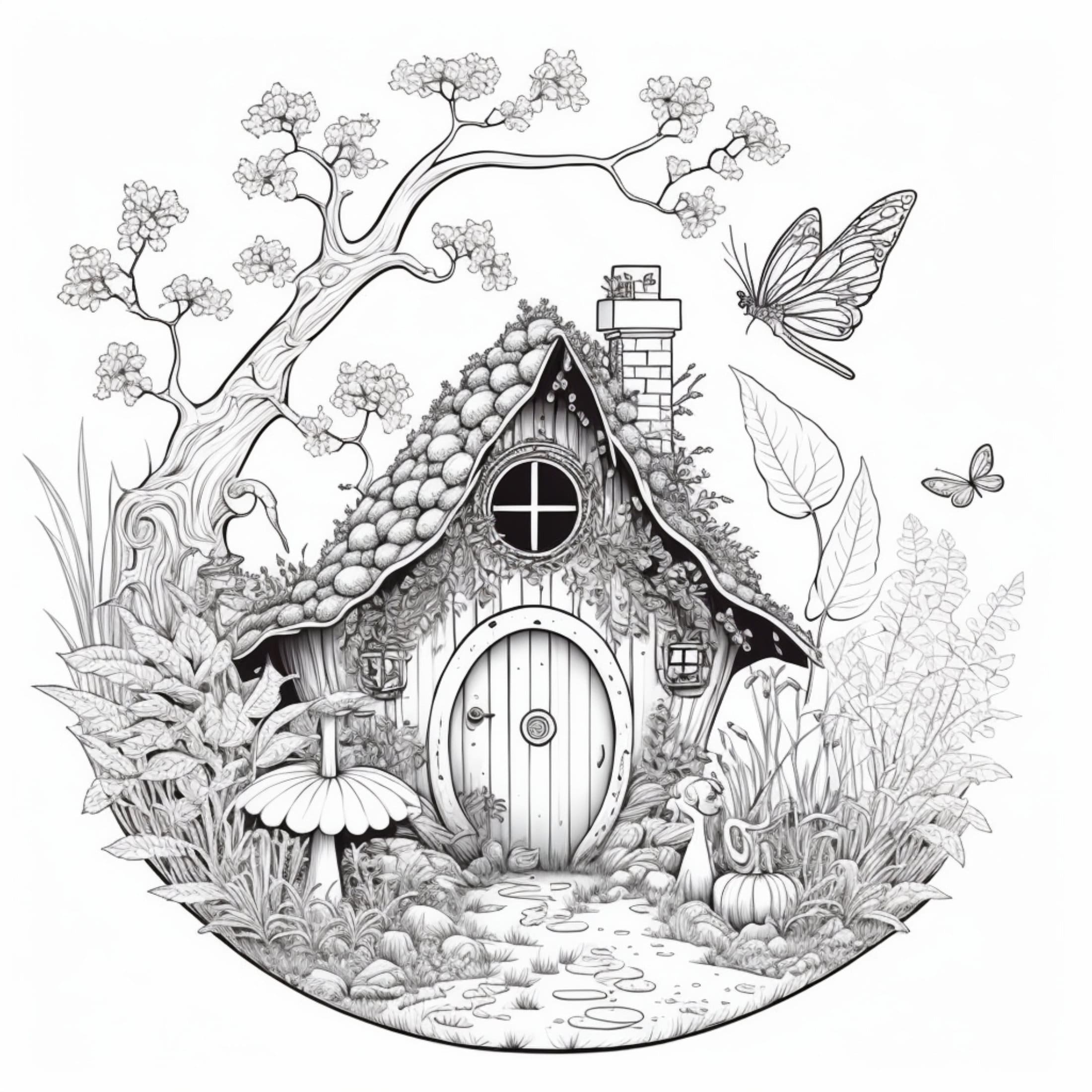 Fairy House Coloring Pages Digital Download Bundle - Etsy