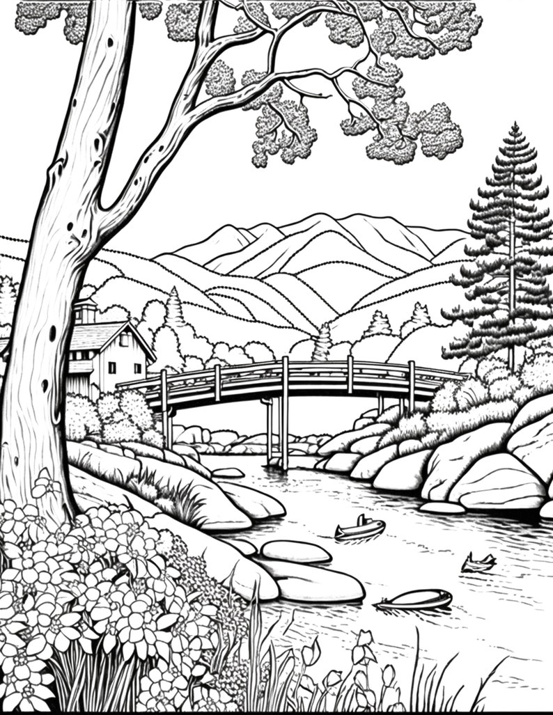 Forrest Themed Coloring Pages, Digital Download Coloring Pages, Adult ...