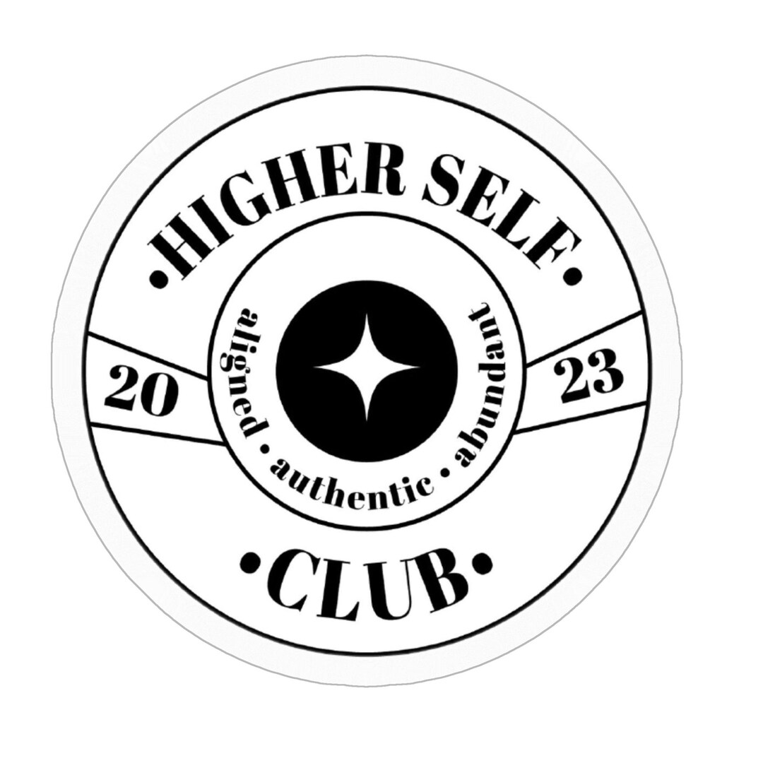Higher Self Club Stickers - 3" X 3" - Black & White, Water-resistant ...